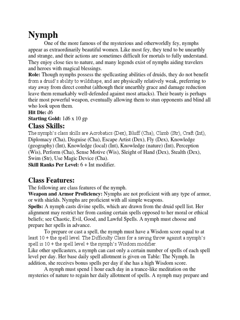 Nymph | PDF | Dungeons & Dragons | D20 System