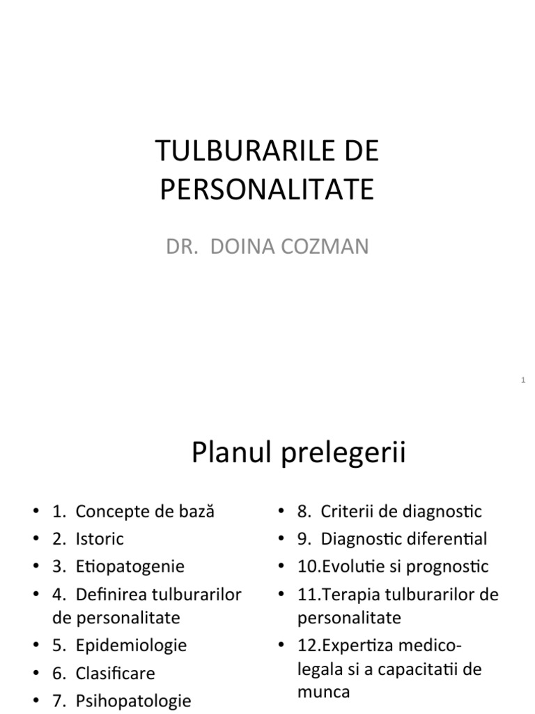 Tulburarile de Personalitate: Dr. Doina Cozman | PDF