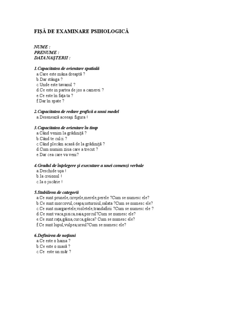 Fisa Profil Psihologic | PDF