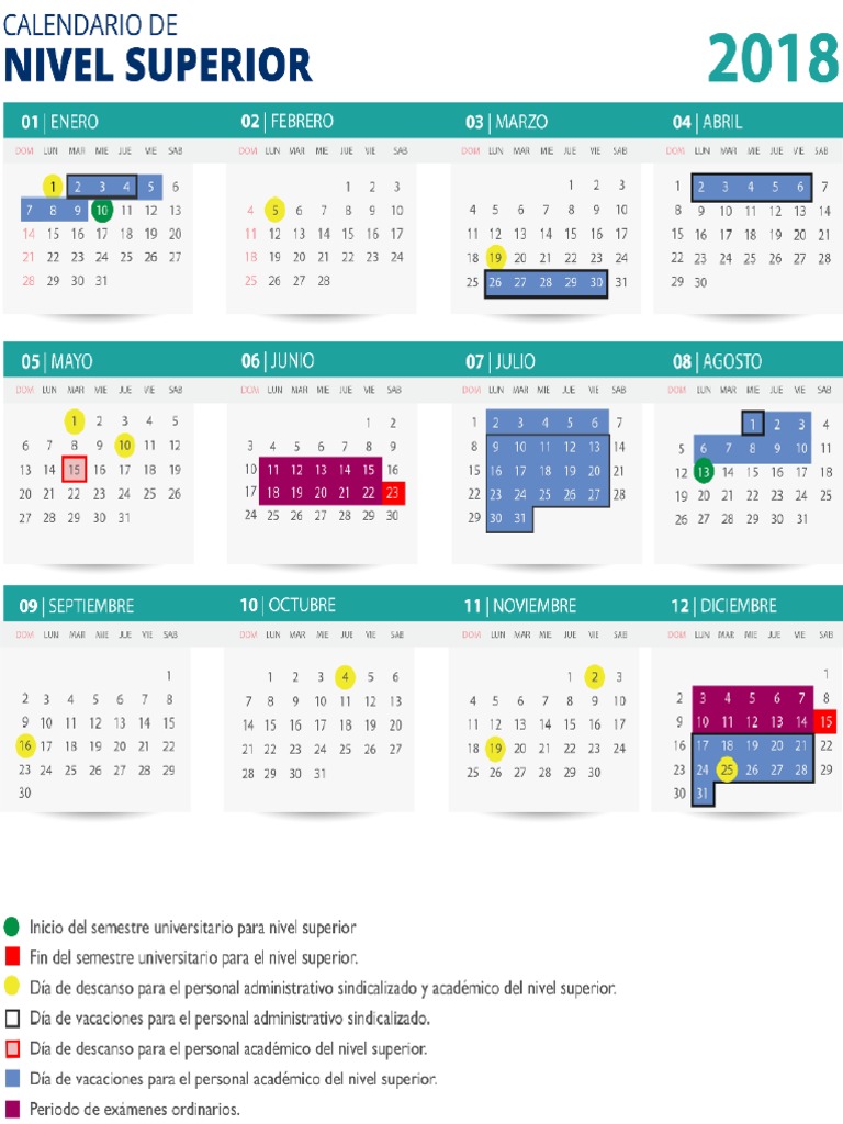 Calendario UAEM 2018 | PDF