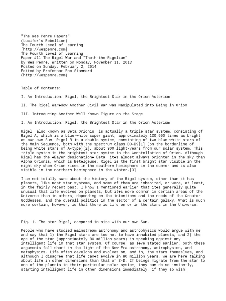 L4 Paper #11 The Rigel War and Thoth-The-Rigelian | PDF | Science ...