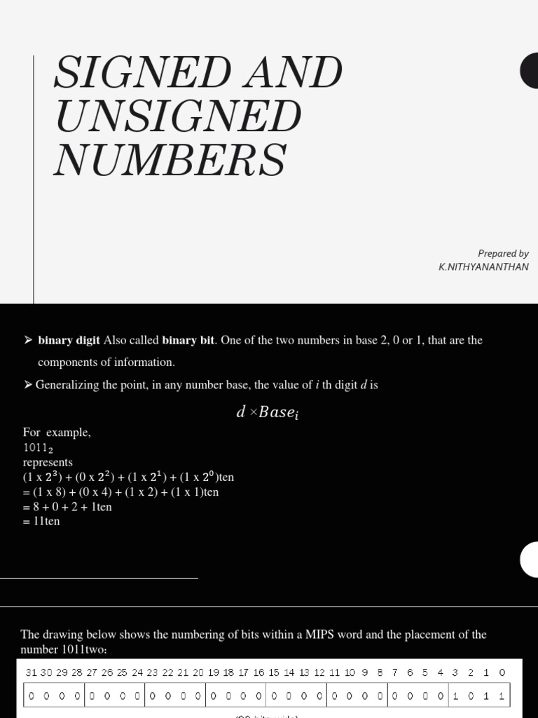 Signed and Unsigned Numbers | PDF | Bit | Arithmetic