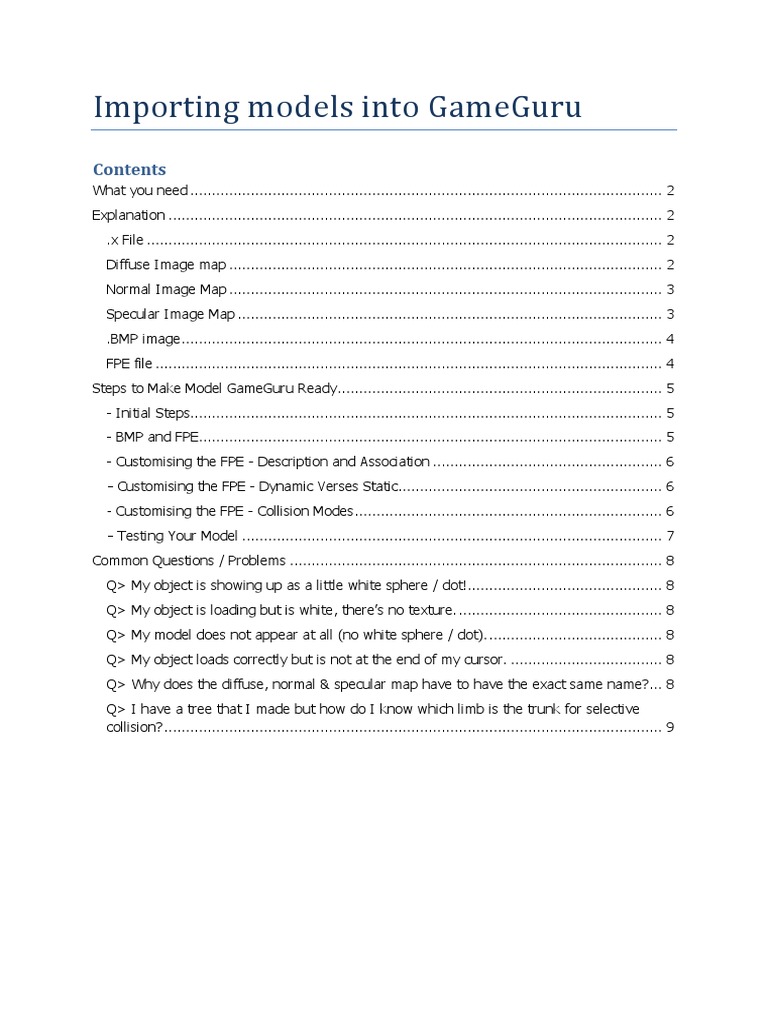 Importing Models Into GameGuru | PDF | Texture Mapping | 3 D Modeling