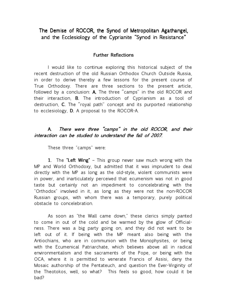 The Demise of ROCOR, Met. Agathangel & SiR Ecclesiology - Part - 2 ...
