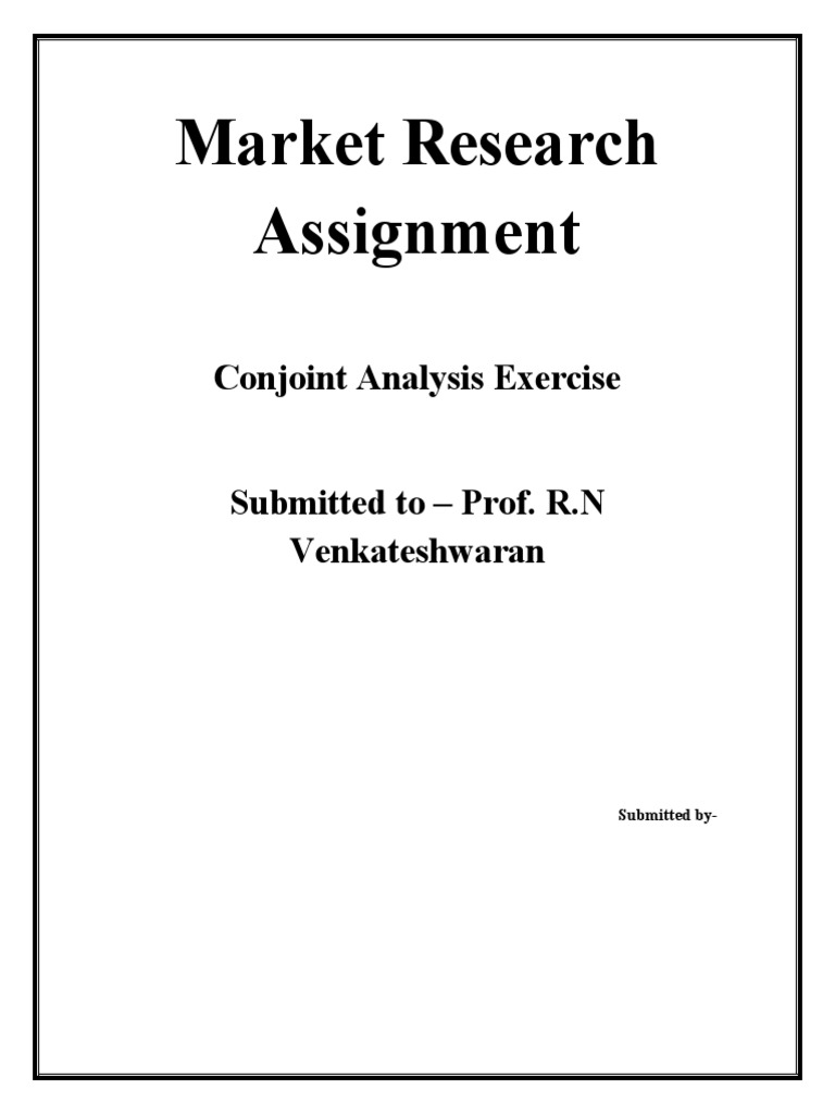 Market Research Assignment Conjoint Analysis Exercise Pdf Visual