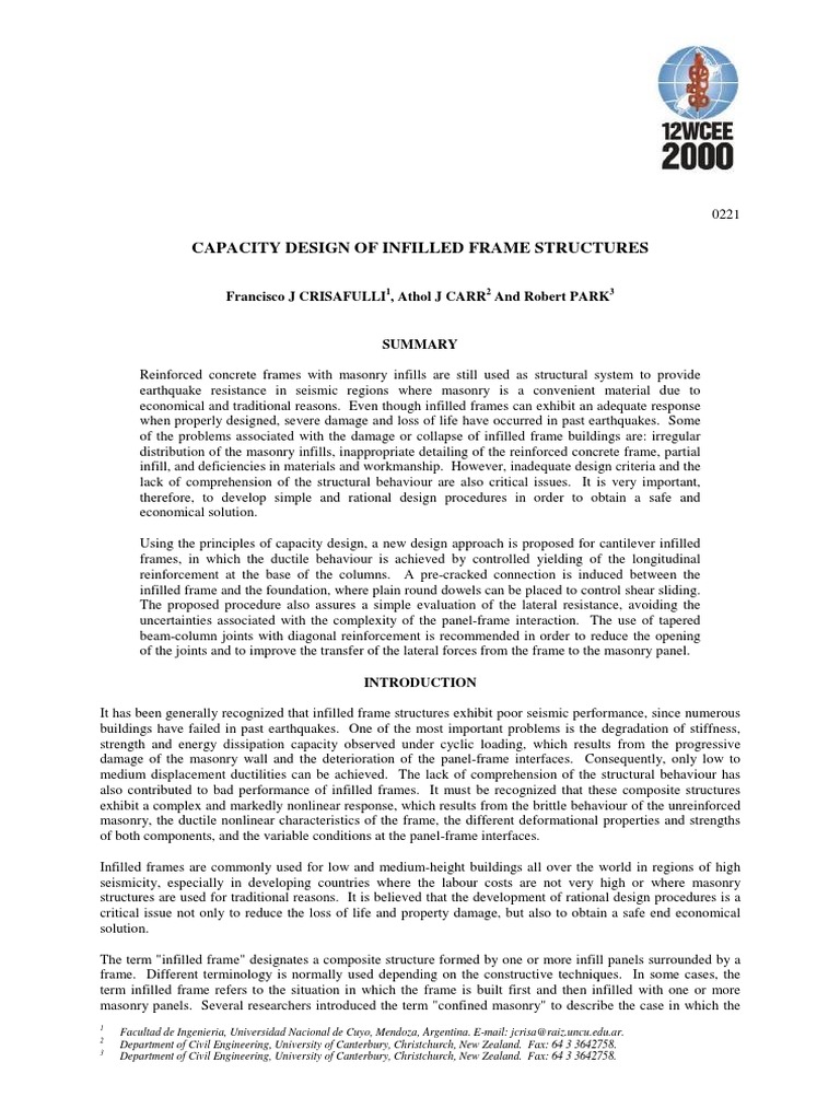 Capacity Design of Infilled Frame Structures: Francisco J CRISAFULLI ...