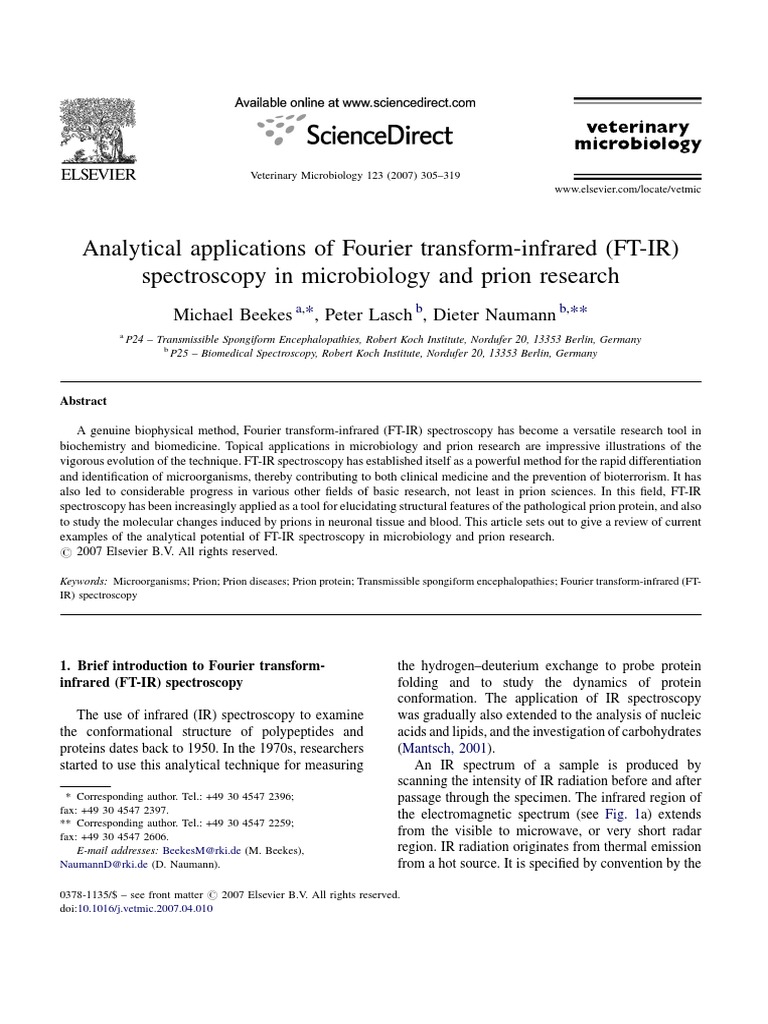 Indentification of Microbes by FTIR Spectros | PDF | Infrared ...