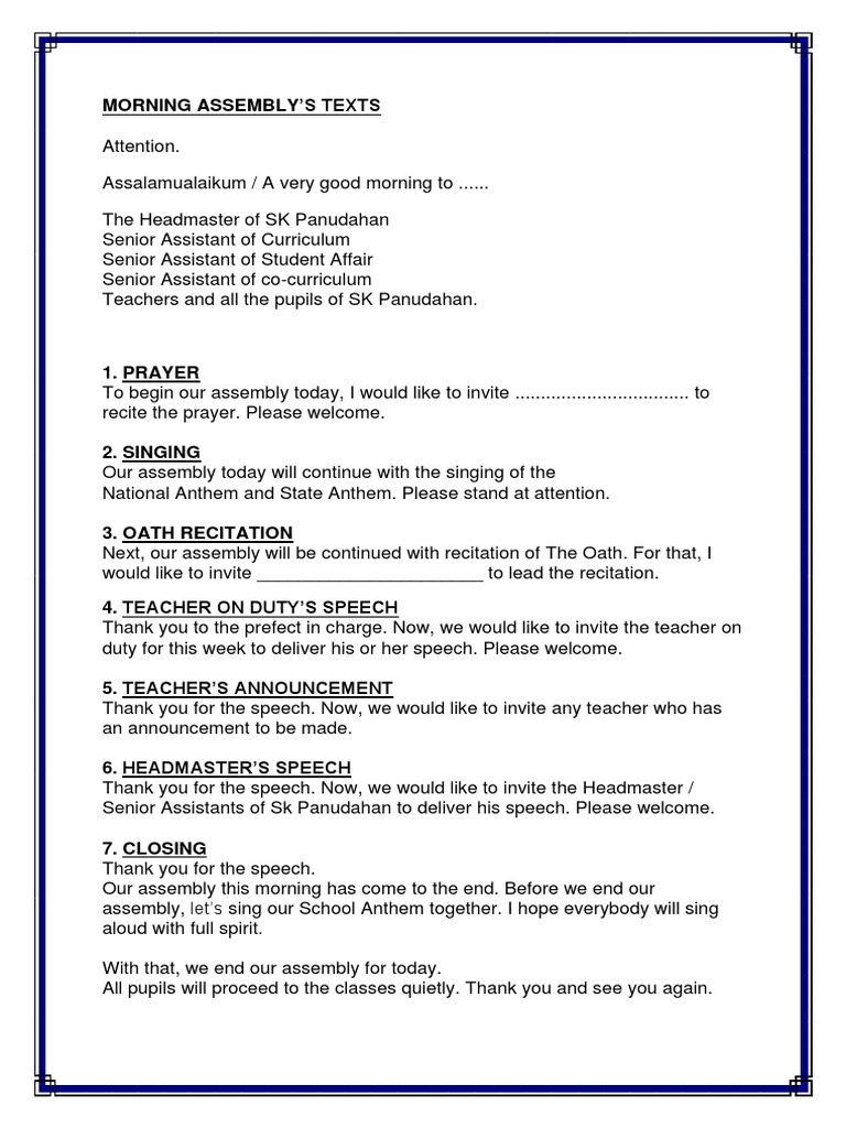 Assembly Script | PDF | Religion And Belief