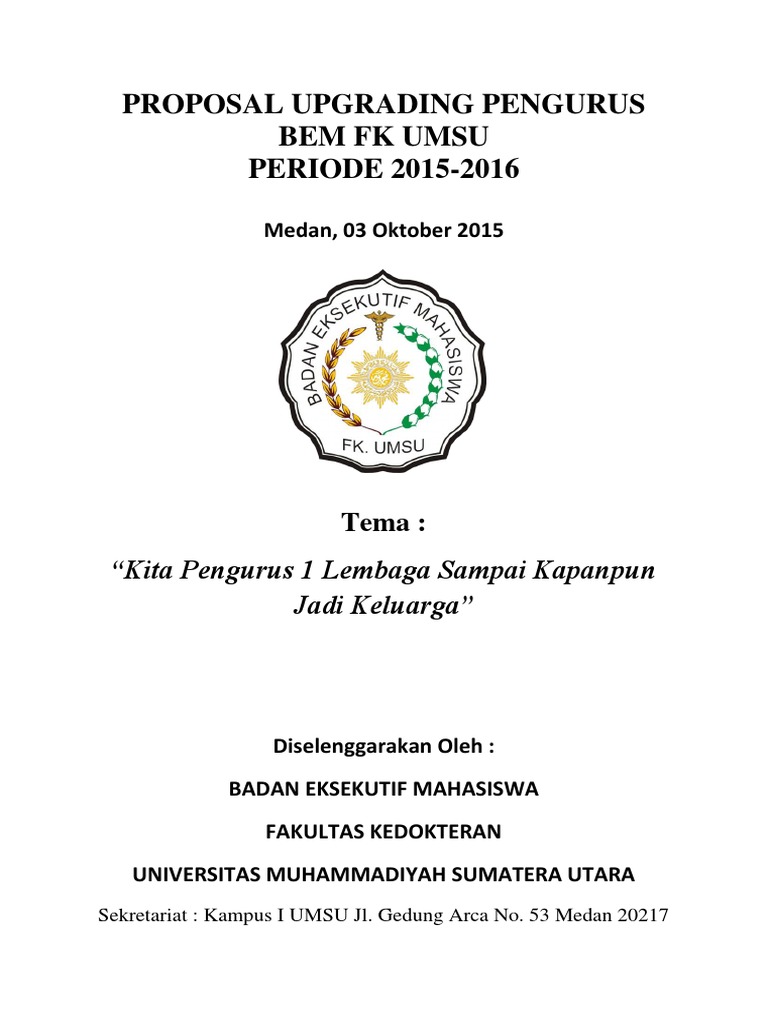 Cover Proposal Upgrading Pengurus | PDF