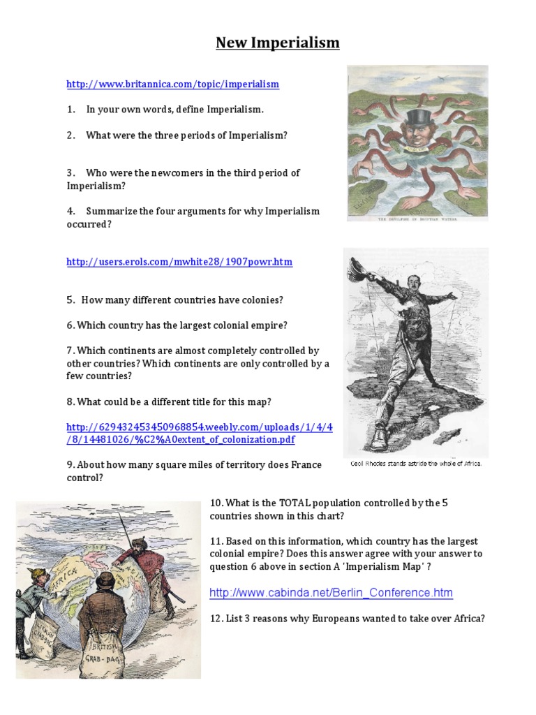Imperialism Webquest | PDF | Imperialism | Colonialism