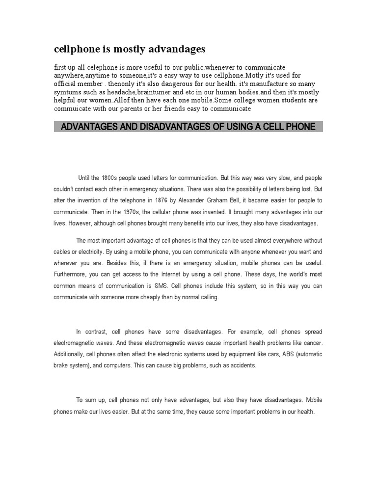 Cell Phone Pros and Cons Explained | PDF