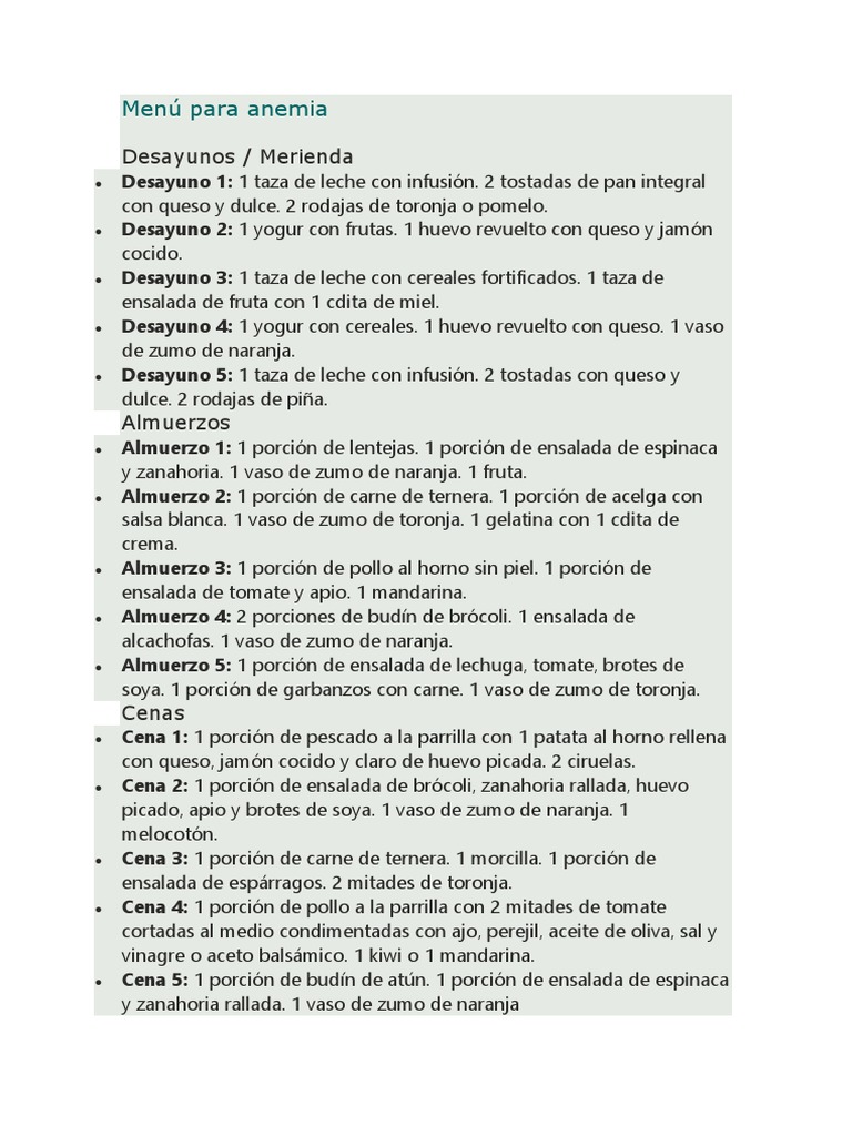 Menú Para Anemia | ensalada | Comportamientos alimenticios de los humanos