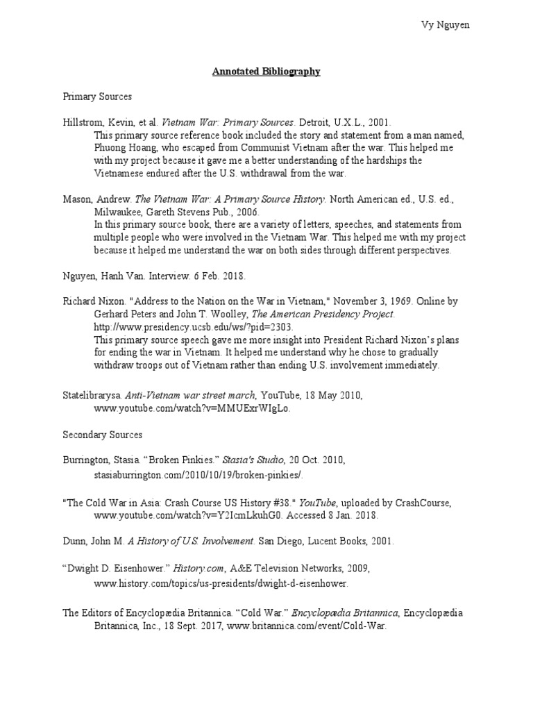 Vietnam War: Annotated Bibliography | PDF | Indochina Wars | Vietnamese ...
