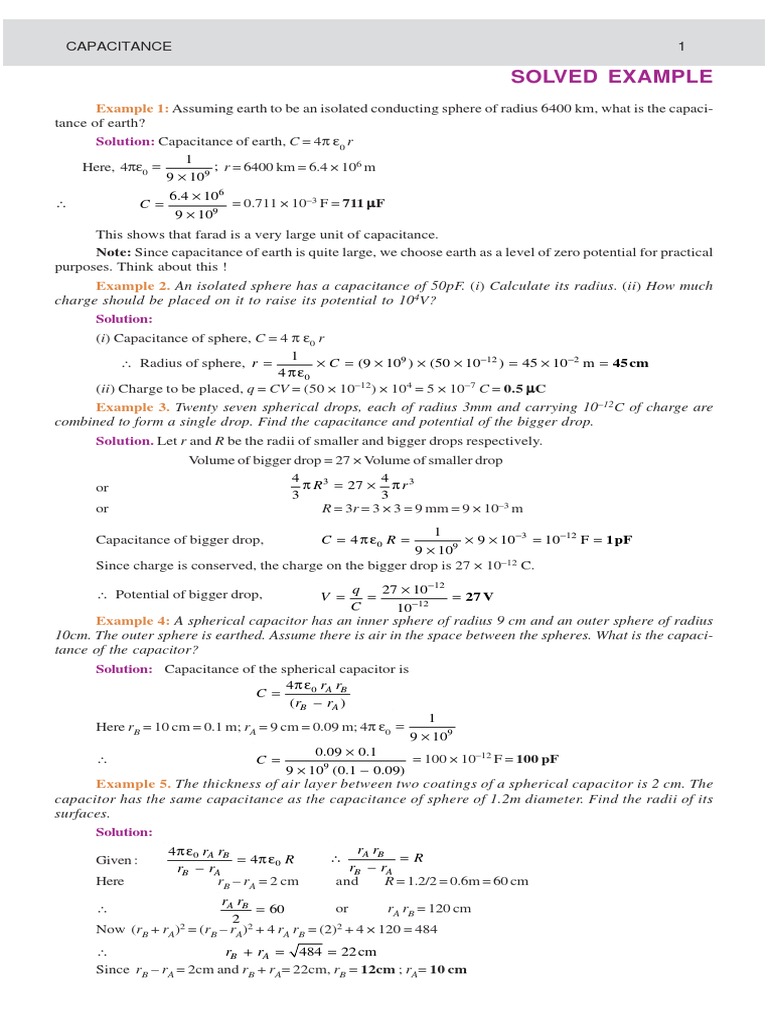 Capacitors Numericals Solved | PDF | Series And Parallel Circuits ...