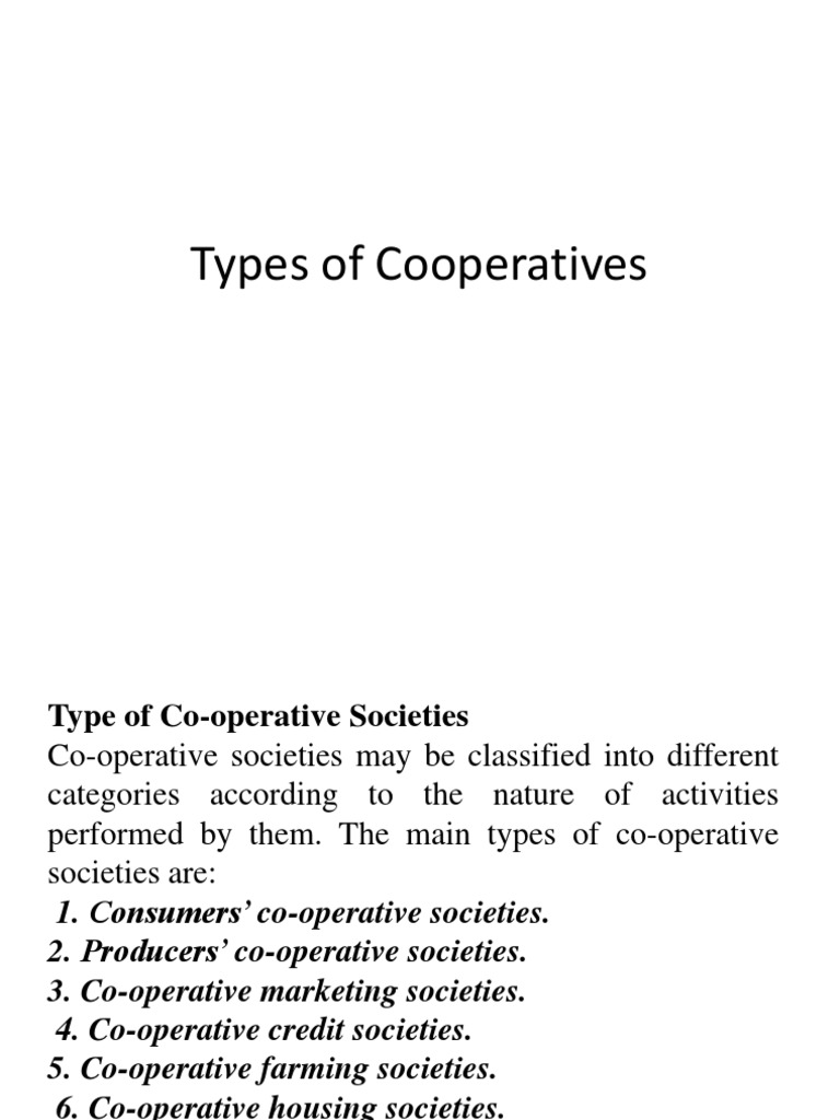 Types of Cooperatives | PDF | Cooperative | Agriculture