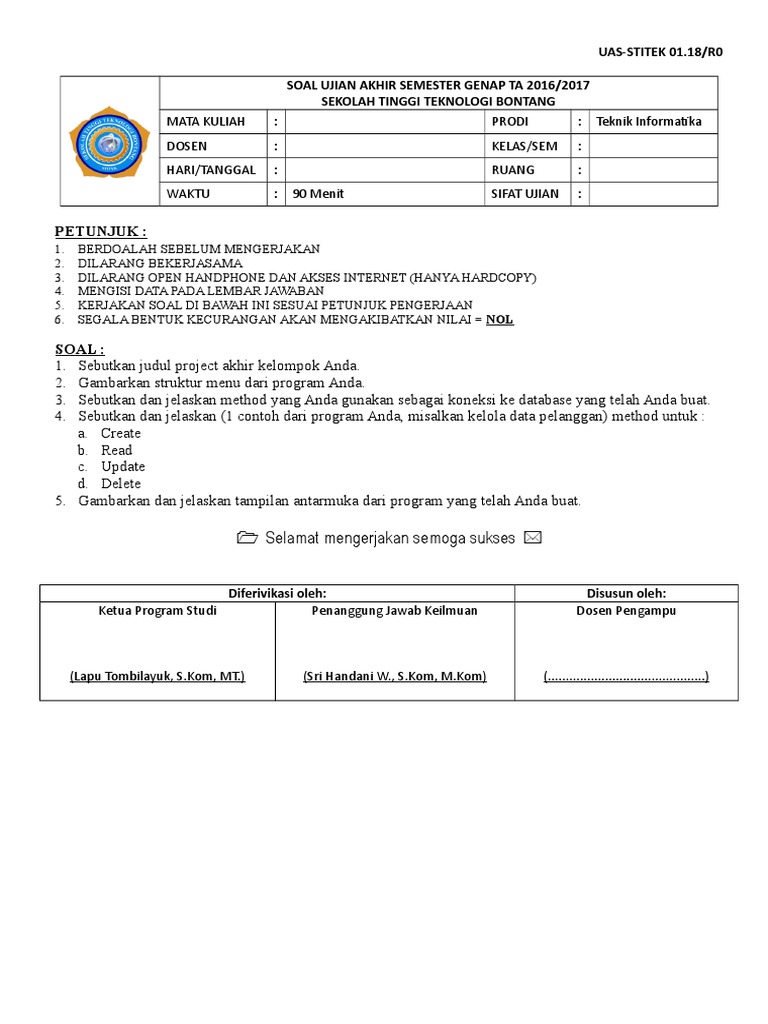 Template Soal UAS | PDF