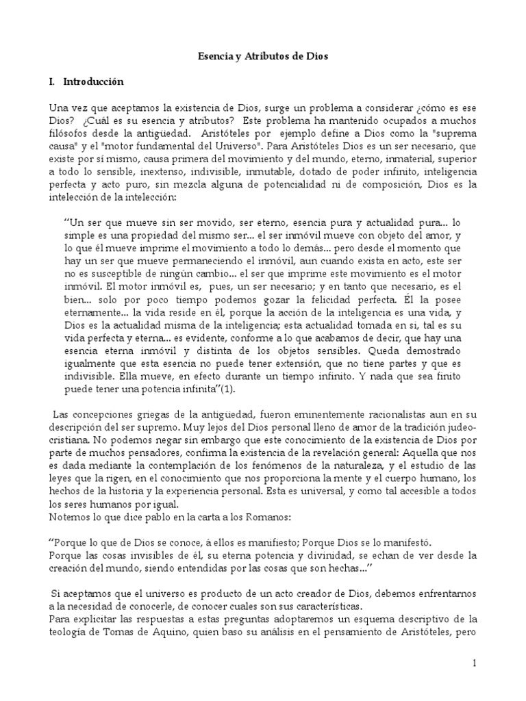 Esencia y Atributos de Dios 1 | PDF | Esencia | Analogía