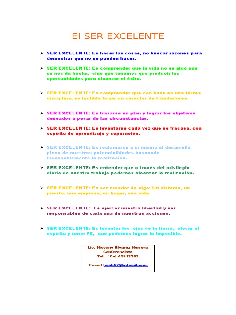 Ser Excelente 10. | PDF