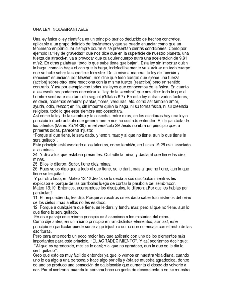 Una Ley Inquebrantable | PDF | Parábolas de Jesús | Gravedad