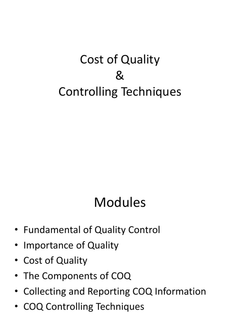Cost of Quality | PDF | Quality (Business) | Industries