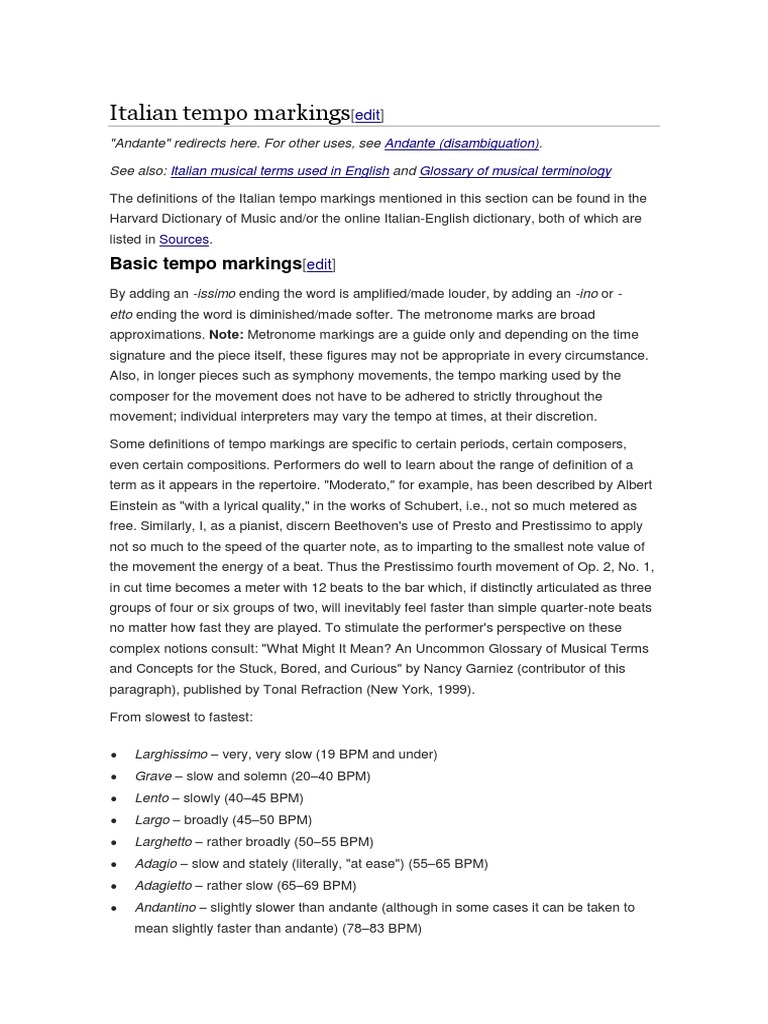 Italian Tempo Markings | PDF | Tempo | Leisure