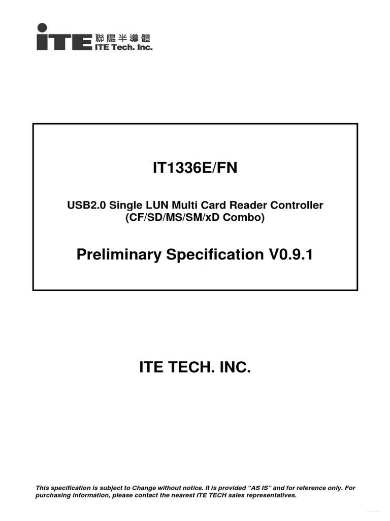 It1336e Ite | PDF | Secure Digital | Flash Memory