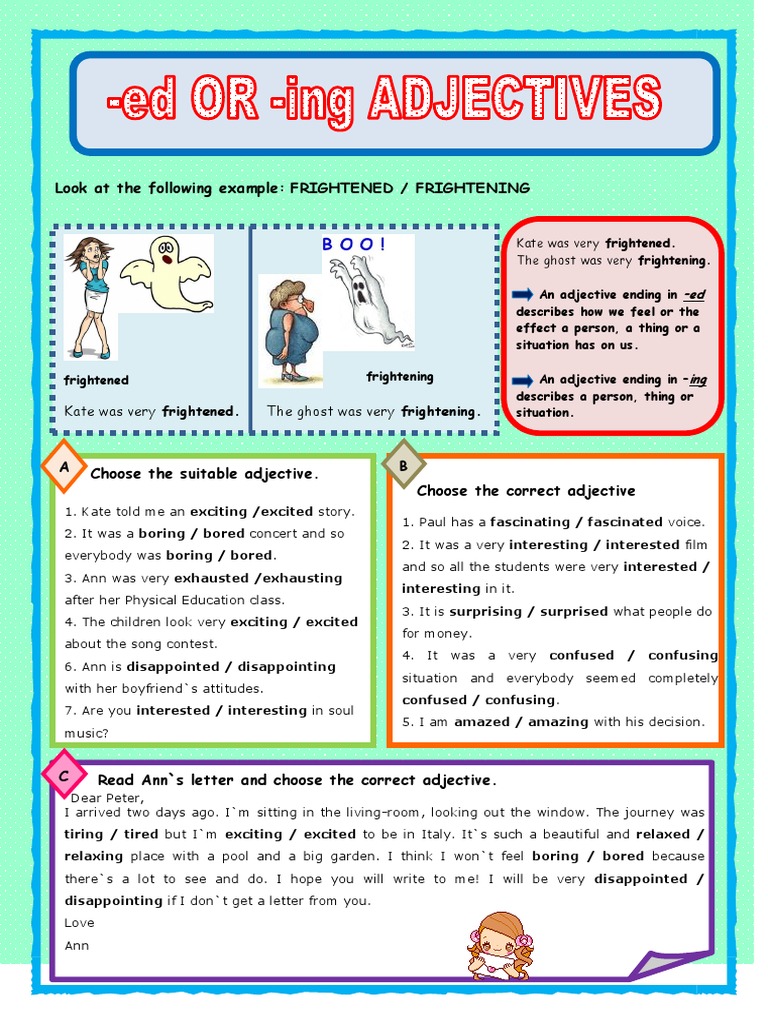 Ed Ing Adjectives Kids PDF | PDF