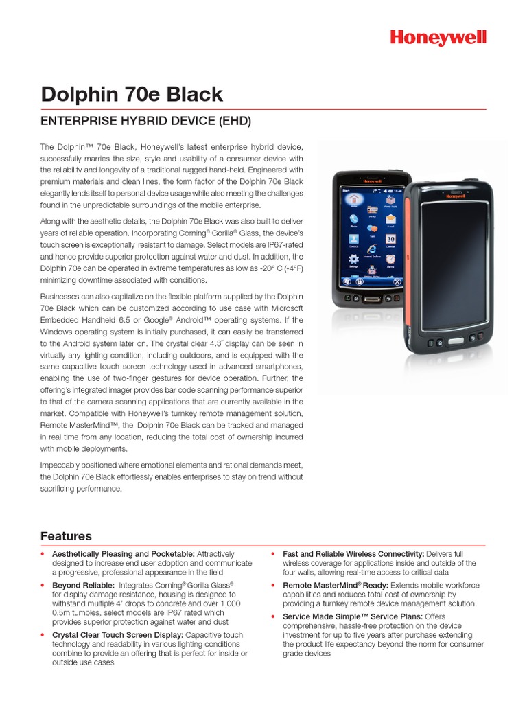 Datasheet Honeywell Dolphin 70e Black | PDF | Android (Operating System ...