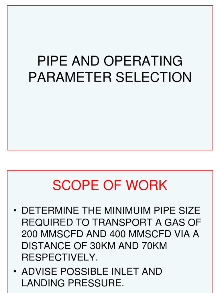 Pipe and Operating Parameter Selection | PDF | Pipeline Transport ...