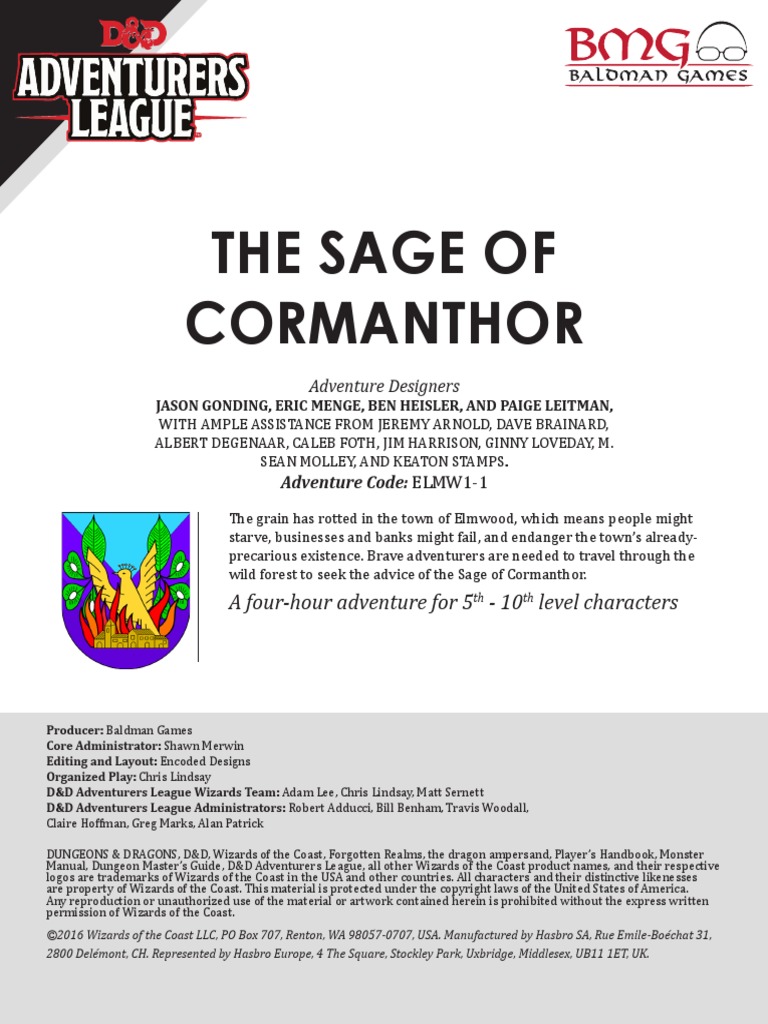 ELMW1-1 The Sage of Cormanthor (5-10) PDF | PDF | Dungeons & Dragons ...