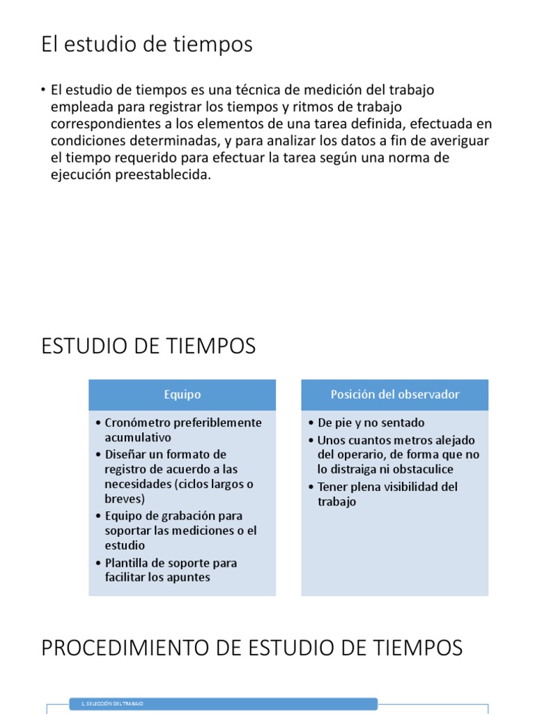 El Estudio De Tiempos Pdf Ritmo Science