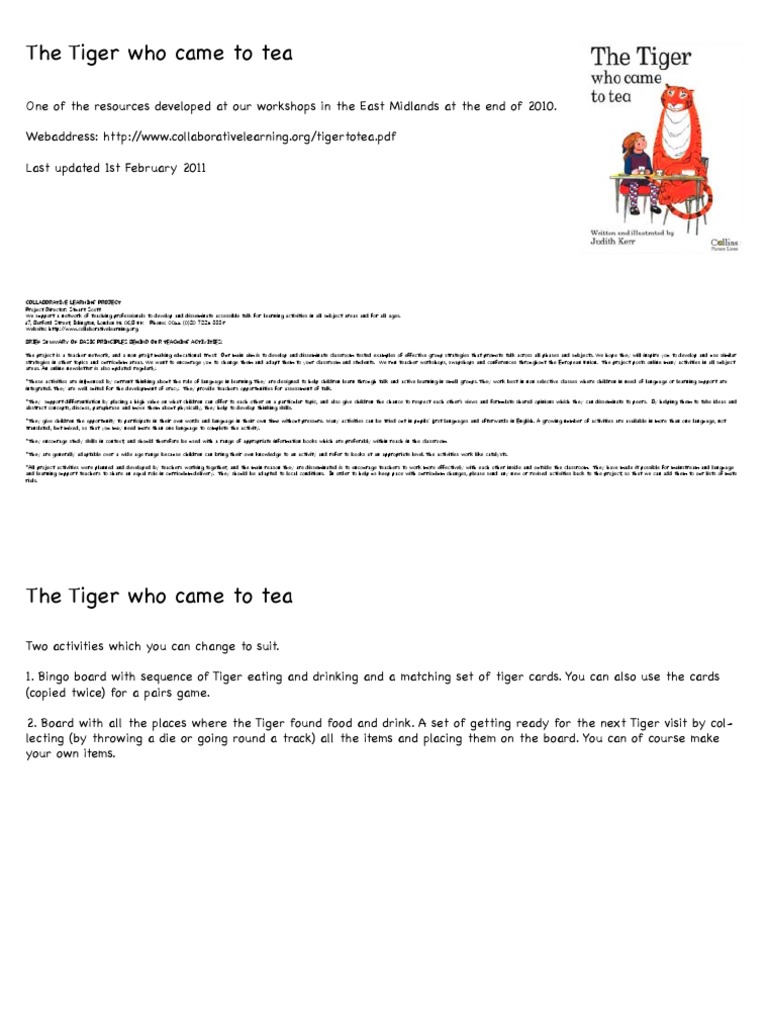 The Tiger Who Came To Tea | PDF | Teachers | Curriculum