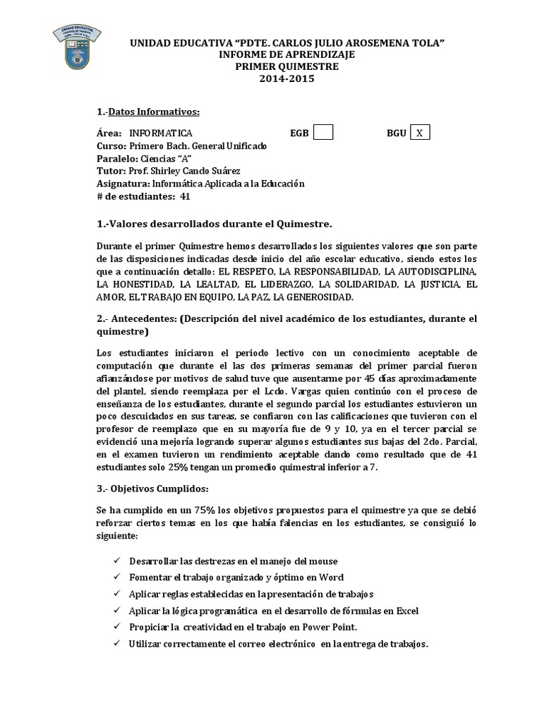 Informe de Tutor | PDF | Maestros | Internet