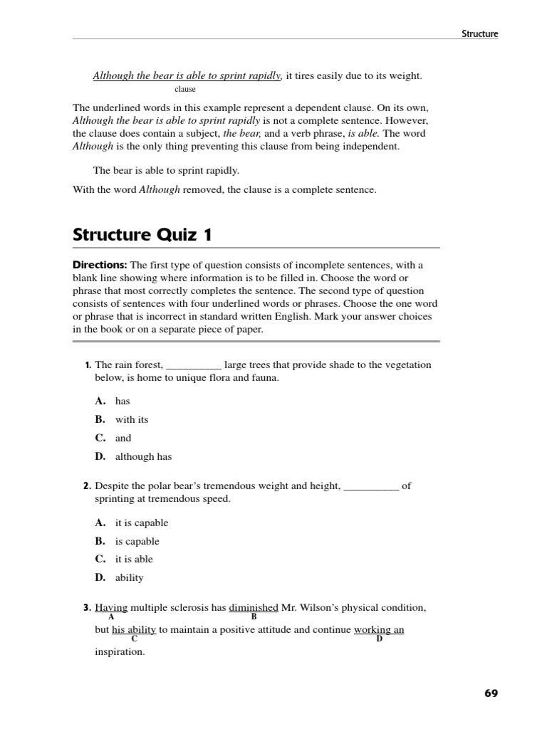 Quiz 1 | PDF | Phrase | Clause