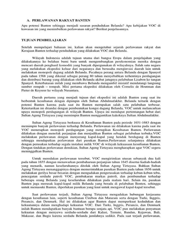 Perlawanan Rakyat Banten | PDF