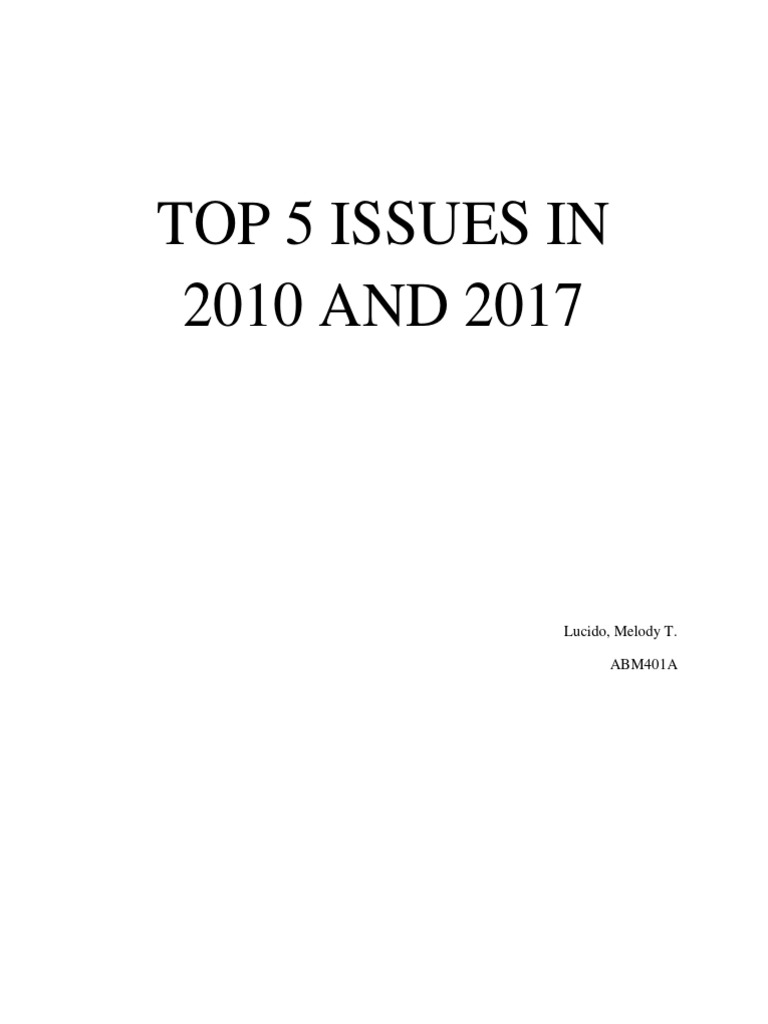 Top 5 Issues in 2010 and 2017 PDF | PDF | Unemployment | Social Science