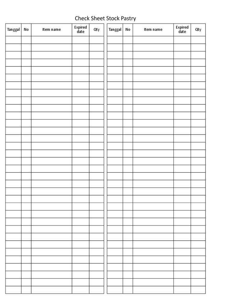 Pastry Stock Expiry Check Sheet | PDF