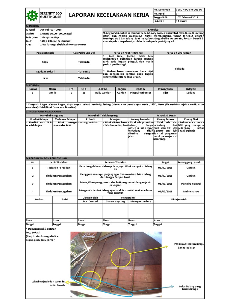 Laporan Kecelakaan Kerja Rev.1 | PDF