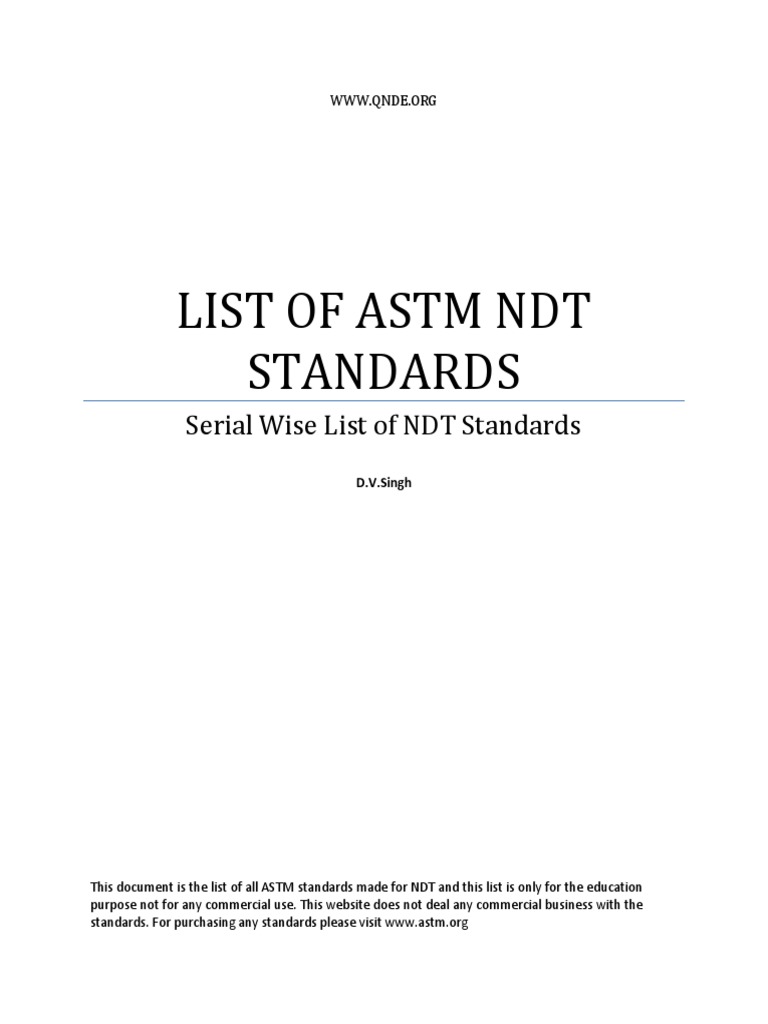 Astm List | PDF | Nondestructive Testing | Radiography
