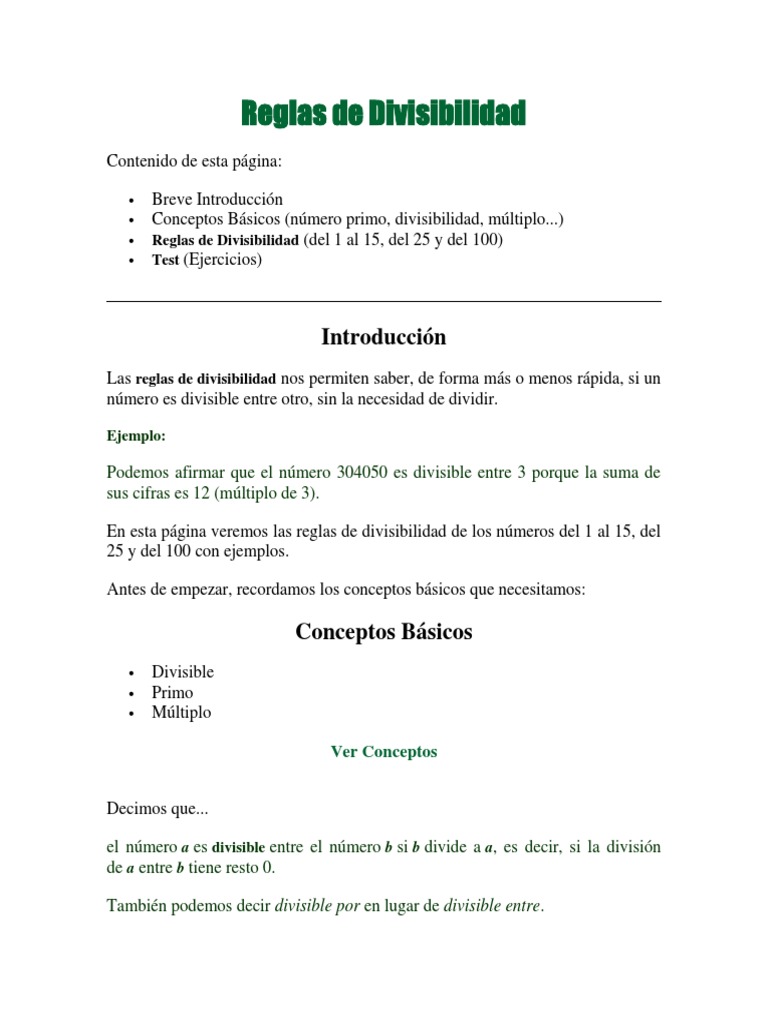 Reglas de Divisibilidad | PDF | Número primo | Números