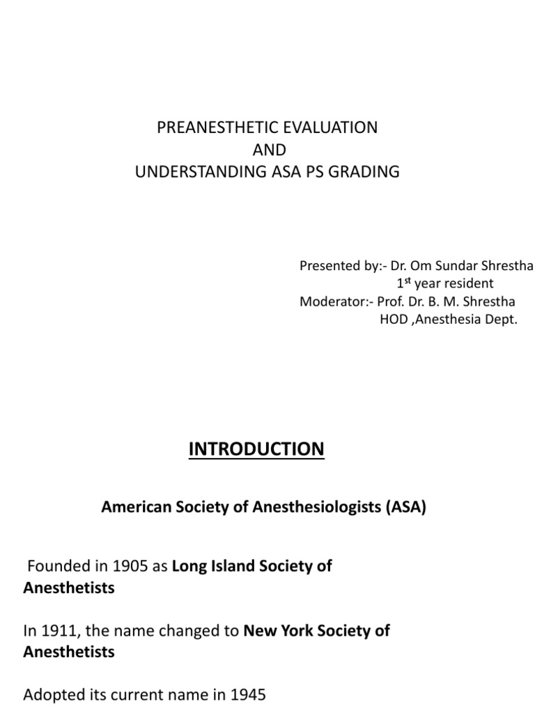 Understanding ASA PS Grading in Anesthesia | PDF | Anesthesia | Heart ...