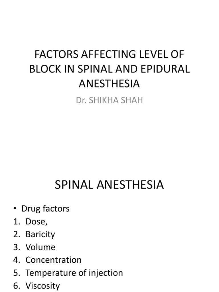 Factors Affectin Block Height | PDF | Anesthesia | Clinical Medicine
