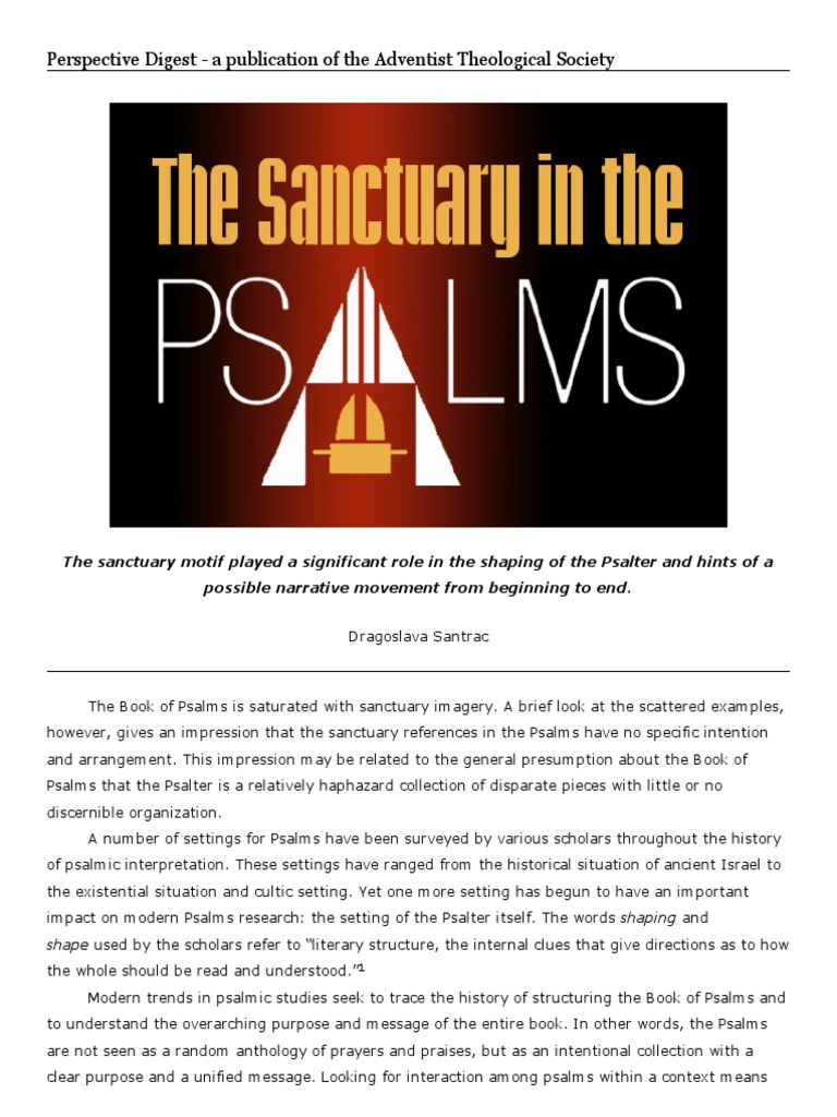 Sanctuary Motif in the Book of Psalms | PDF | Psalms | God In Christianity