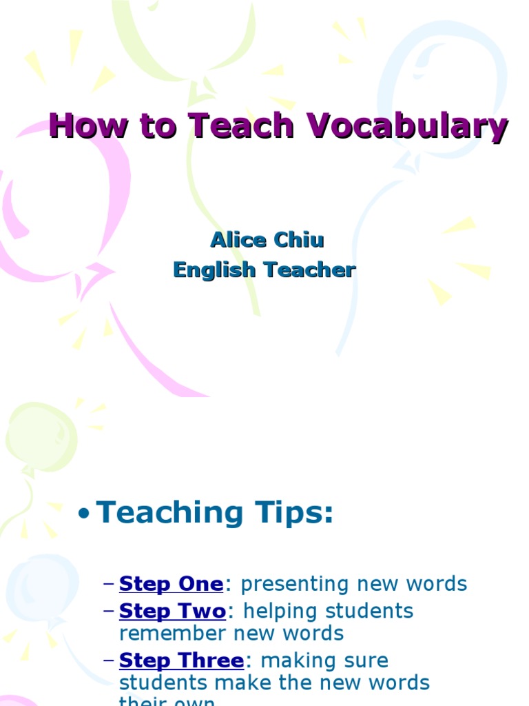 How To Teach Vocabulary | PDF | Vocabulary | Applied Linguistics