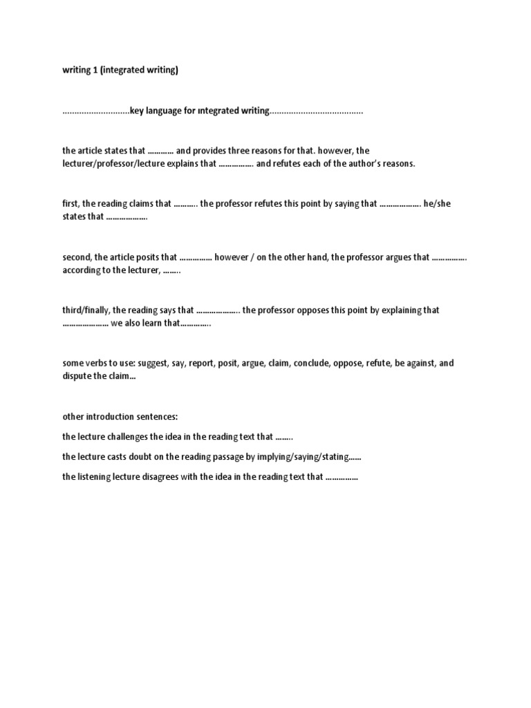 Writing 1 (Integrated Writing) | PDF | English Language | Linguistic ...