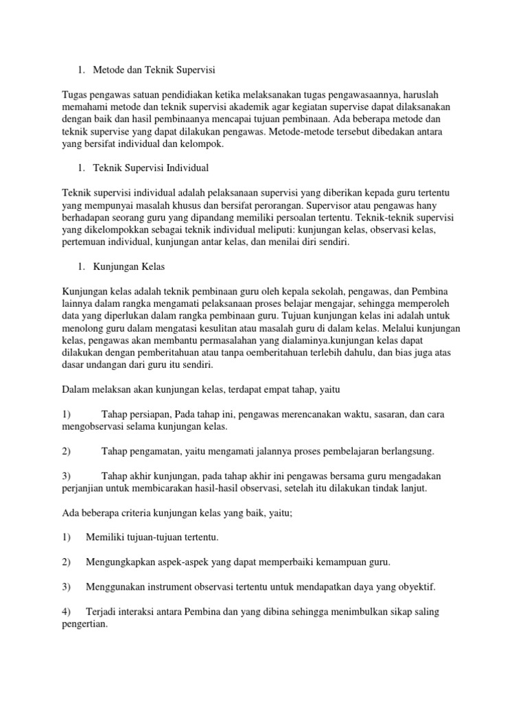 Metode Dan Teknik Supervisi | PDF