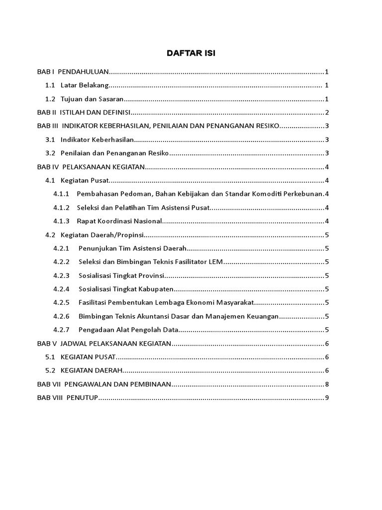CONTOH Outline Pedoman Teknis | PDF