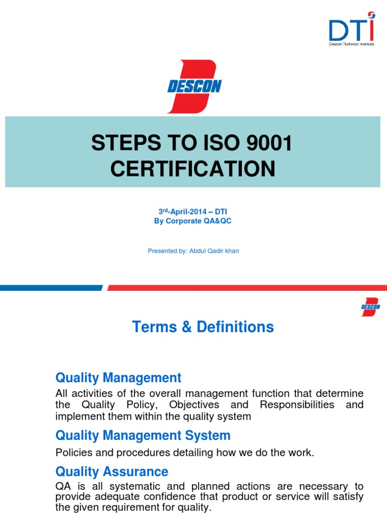 Steps To ISO Certification | PDF | Iso 9000 | Quality Management System