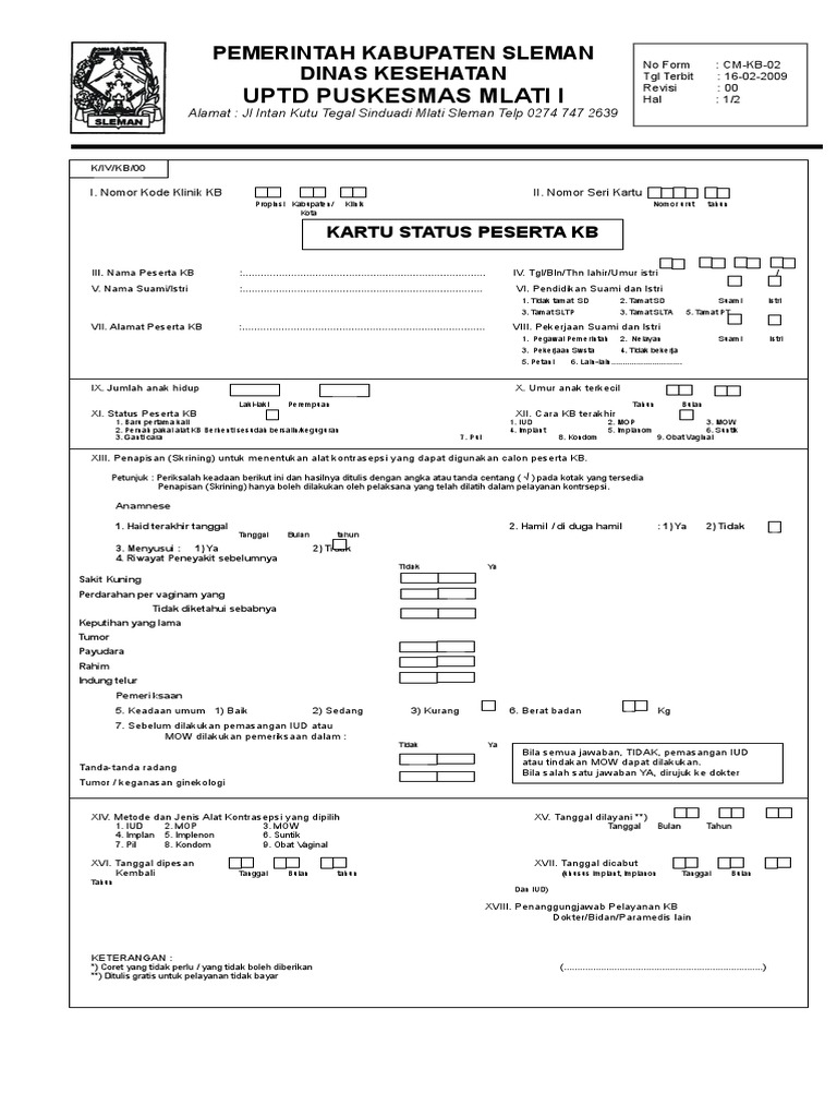 Kartu Peserta KB dan Skrining Kontrasepsi | PDF