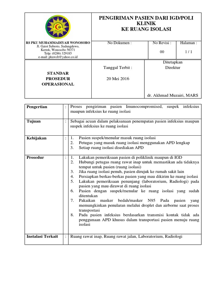 Sop Pengiriman Pasien Infeksius | PDF